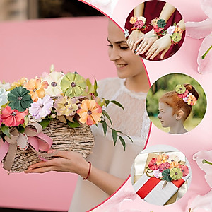Xinnun 120 pcs Faux Flowers Heads for Crafts Artificial Small Silk Daisy Flowers Embellishments 1.5 Inch Mini Assorted Faux Flowers Bulk DIY Wreath for DIY Holiday Wedding Party Home Garden Decoration