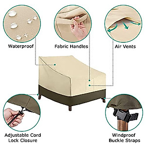 SunPatio Outdoor Patio Chair Covers 2 Pack, Durable Waterproof Lounge Deep Seated Chair Cover, UV Resistant Oversized Club Chair Cover, Patio Furniture Covers, Beige and Olive, 37W x 40D x 30H Inch