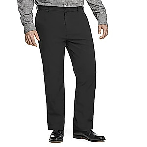 Van Heusen Men's Big & Tall Big and Tall Stain Shield Stretch Straight Fit Flat Front Dress Pant, Black, 40W x 34L