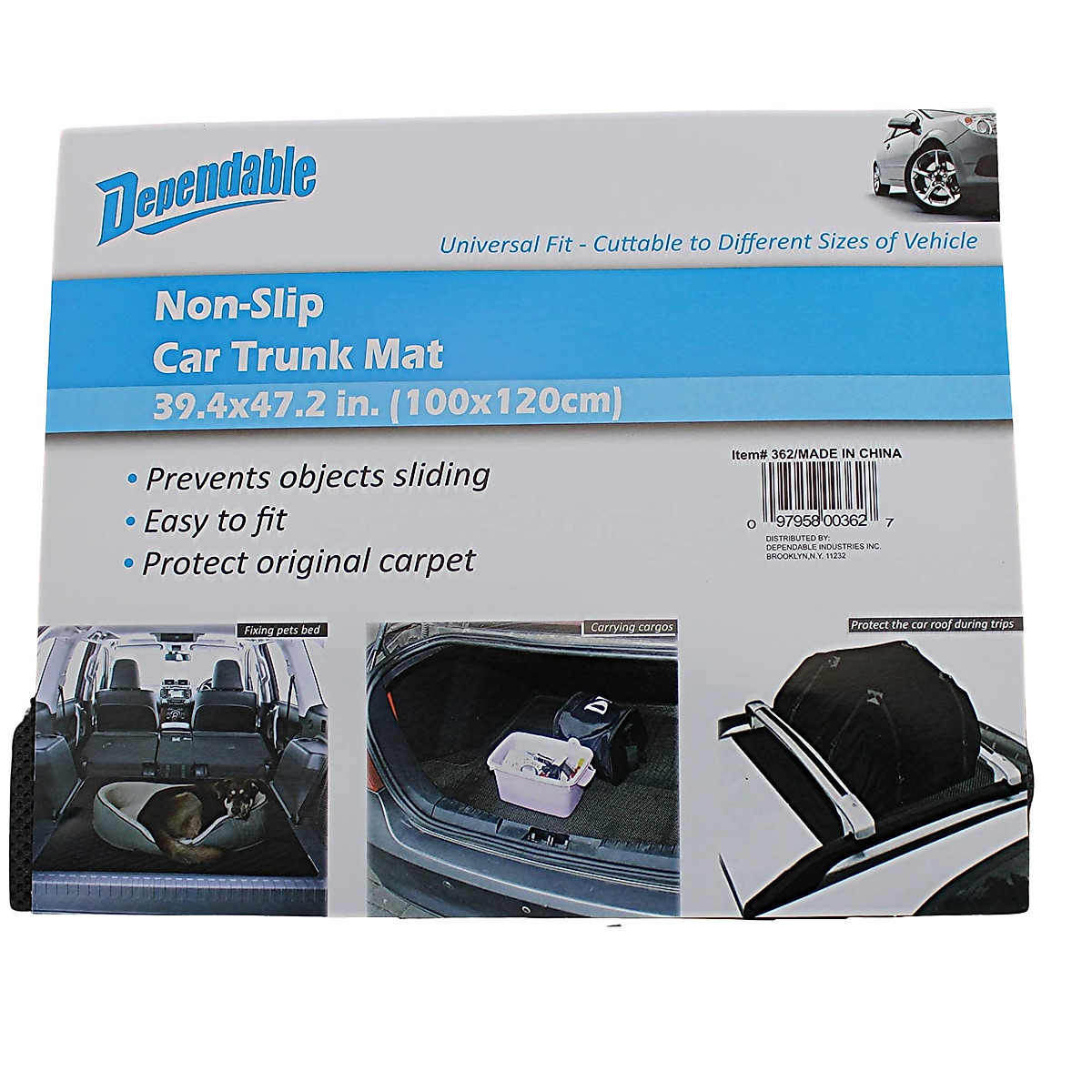 Dependable Industries Premium Non-Slip Car Trunk Mat Cargo Liner Universal Cut-to-Fit Protects Against Dirt Size 39" x 47"