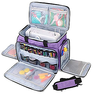 Luxja Sewing Machine Carrying Bag with Sewing Accessories Organizer, Purple