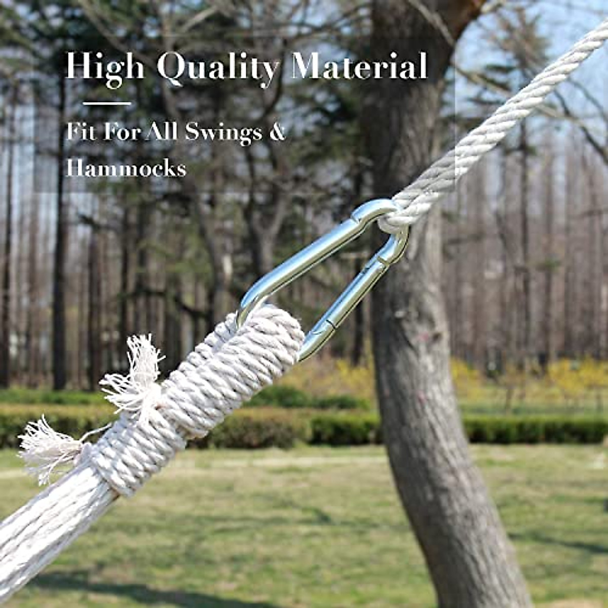 2 Tree Swing Hanging Straps Hammock Rope 13 FT Each with Heavy Duty Carabiner Hooks Kit for Camping or Tire Playground Accessories - Safer Extension Conversion/Easy Setup Indoor Outdoor