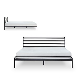ZINUS Tom Metal Platform Bed Frame Mattress Foundation, No Box Spring Needed, Wood Slat Support. Design Award Winner, King, Black