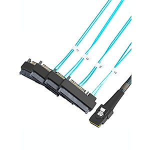 CableCreation Mini SAS Cable with SATA Power, Internal Mini SAS 36 Pin to 4 x 29 Pin Cord with SATA Power, SFF-8087 to SFF-8482 Cable, 3.3 FT