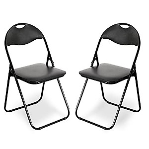 fusehome Padded Metal Folding Chair, 2 PCS Padded Folding Chair, Stackable Chair Dining Room Chairs for Apartment Dining Room Hotel Conference Room, Black