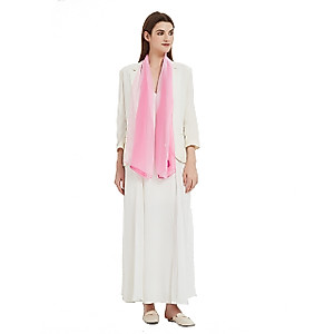 PANTONIGHT Oblong Pink Ombre Chiffon Scarf Pink Gradient Lightweight Scarf for Women 701