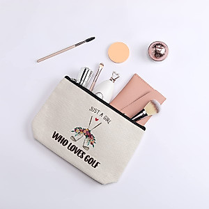 Golf Gifts Makeup Bag Golf Team Gifts for Golf Lover, Inspirational Gifts for Women Sports Enthusiasts Golfer, Friendship Birthday Gifts for Her Female Friend - Just a Girl Who Loves Golf