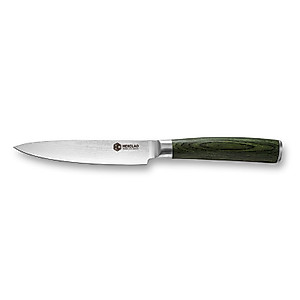 HexClad Utility Knife, 5-Inch Japanese Damascus Stainless Steel Blade Full Tang Construction, Pakkawood Handle