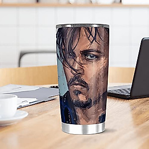 Stainless Steel Insulated Tumbler 20oz johnny Wine depp Hot Coffee Tea Cold Iced Funny Travel Cups Mugs for Men Women