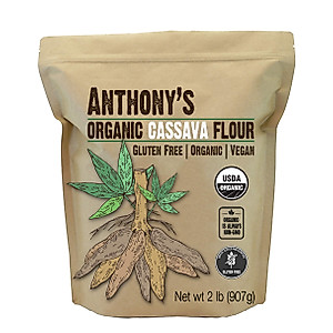 Anthony's Organic Cassava Flour, 2 lb, Batch Tested Gluten Free, Vegan, Non GMO