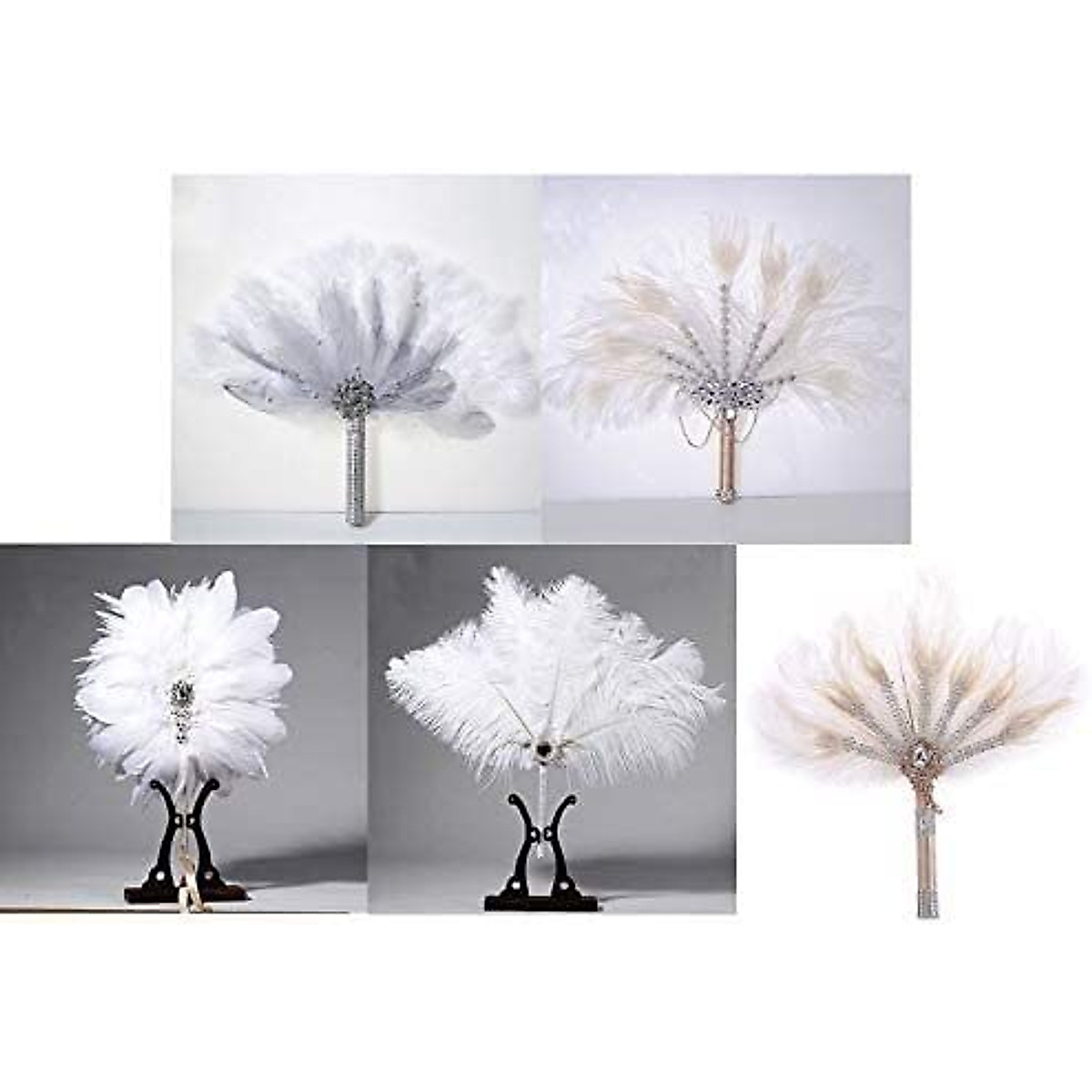 Chinese Fan Folding Hand Fan Bridal Feather Bouquet Decorative Fan Crystal Bridesmaid Wedding Bouquet Flapper Folding Fan Paper Fan Hand Folding Fans Vintage Style