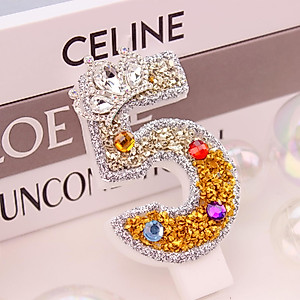 Saododku Birthday Candles, 3.8" Large Number Candles for Birthday Cakes, Big Sparkler Candles for Birthday Cake, 0123456789 Gold Birthday Candles for Cake Topper, Birthday Decorations(No.0)