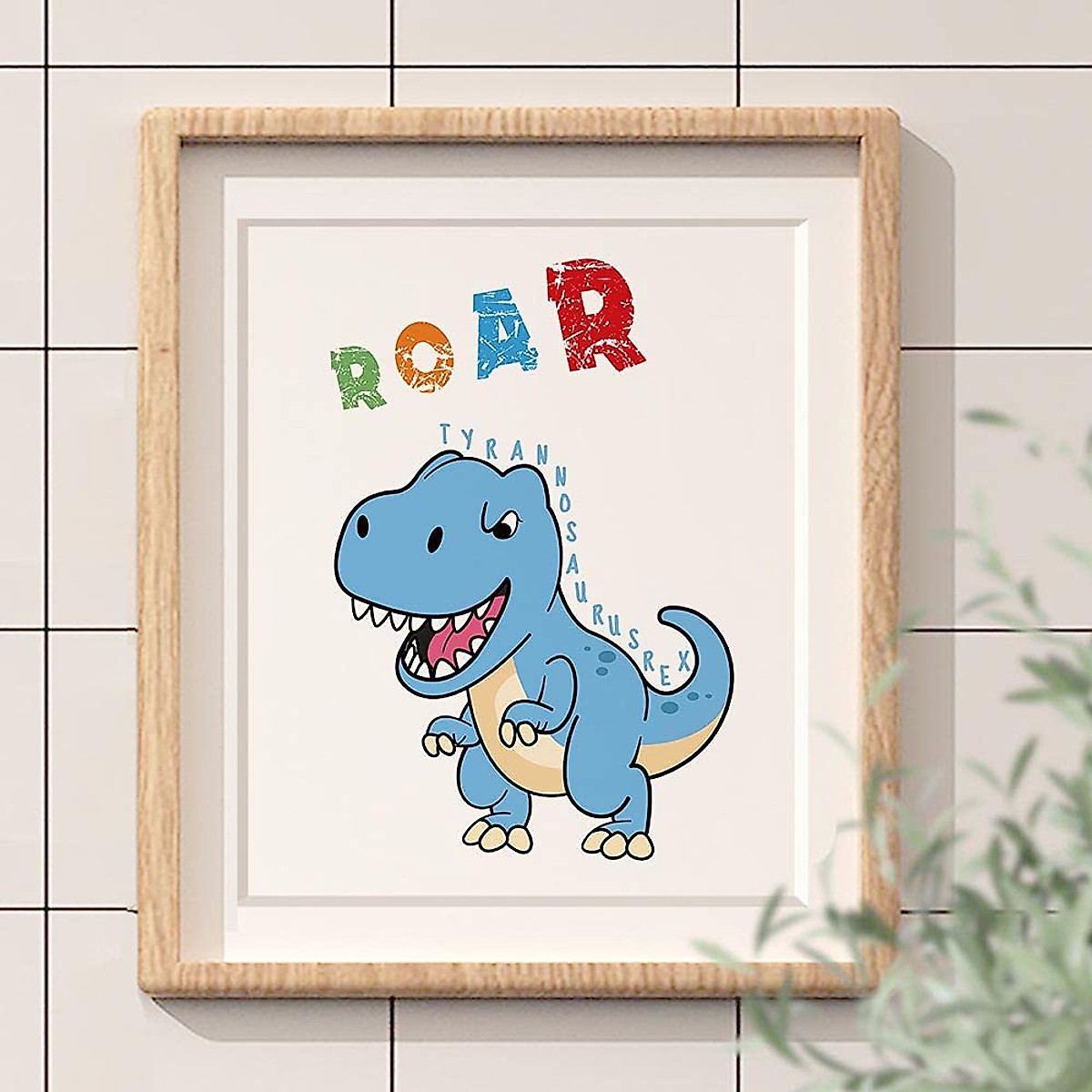 Dream Big Dinosaur Wall Art Inspirational Dinosaur Wall Decor for Classroom Nursery Bedroom, Dinosaur Art Prints Set of 6 (8”X10”), Dinosaur Bathroom Decorations for Bedroom Home Living Room, Unframed