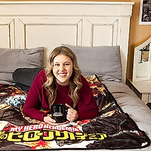 My Hero Academia Anime Manga Student Heroes Vs. League Of Villains Super Plush Fleece Throw Blanket Black / One Size