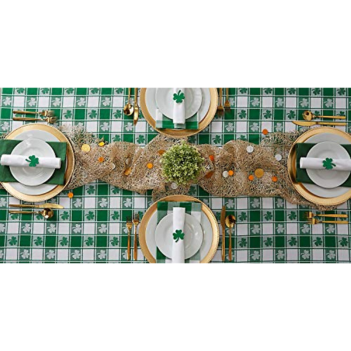 DII St. Patrick's Day Collection Tabletop, Tablecloth, 60x84, Shamrock Check