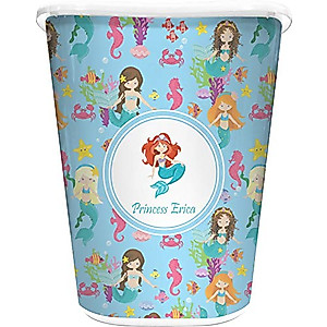 RNK Shops Mermaids Waste Basket - Single Sided (White) (Personalized)