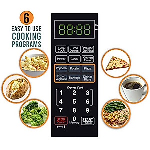 Farberware Countertop Microwave 900 Watts, 0.9 cu ft - Microwave Oven With LED Lighting and Child Lock - Perfect for Apartments and Dorms - Easy Clean Brushed Stainless Steel