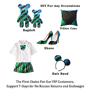 Pardecor Sequin Fabric by The Yard 1 Yard Iridescent Green to Black Mermaid Reversible Sequin Fabric Flip up Glitter Fabric Two Tone Sequin Fabric for Sewing Wedding Dress Pillow Decor