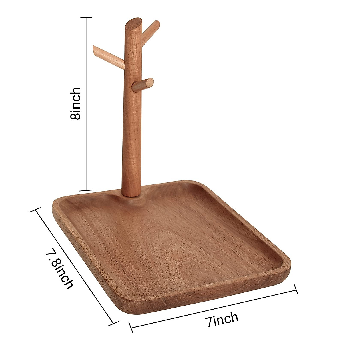 Key Bowl for Entryway Table, Wooden Valet Tray Organizer, Perfume Tray for Dresser, 3 Tiers Wood Rack for Keys, Rings, Wallet, Jewelry, Phone and More