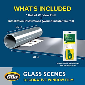 Gila Glass Scenes Frosted Glass Static Cling Window Film, 3ft x 6.5ft