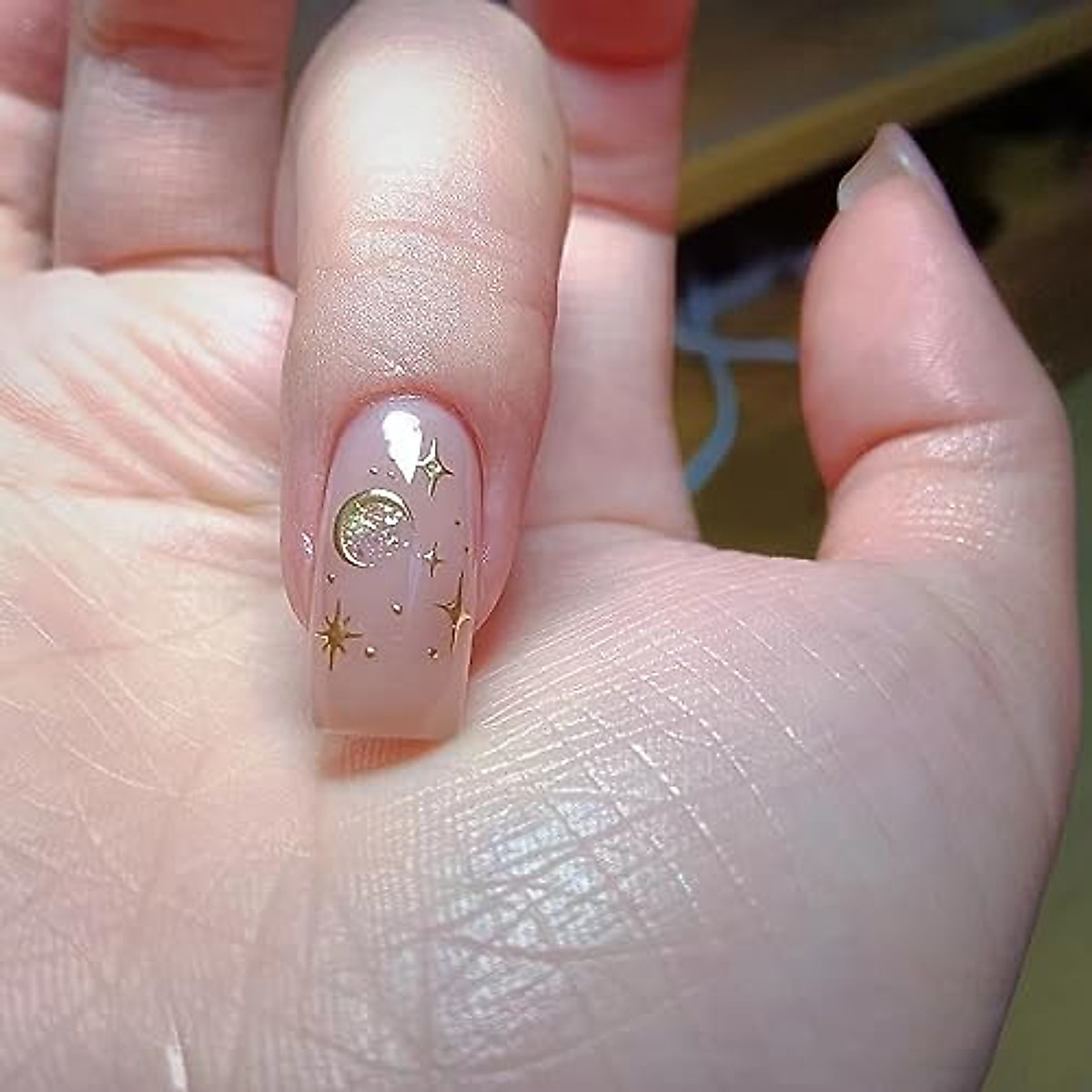 4Sheets 5D Gold Nail Art Stickers Classic Totems Moon Star Butterfly Delicate Nail Art Decal Supplies for Women Salon DIY Acrylic Nails Design (Gold Totems)