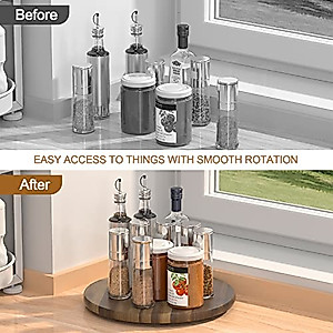 Lazy Susan Kitchen Cabinet Organizers - 13.2 Inch Acacia Wood Lazy Susan Turntable Organizer for Pantry Table Countertop Bathroom Organization and Storage, Non-Skid, Strong Kitchen Accessories