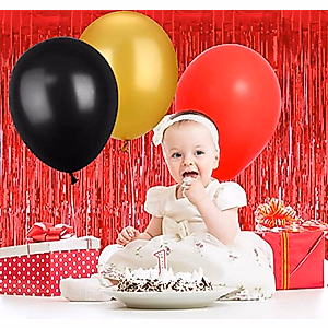 3Pcs Red Metallic Tinsel Foil Fringe Curtains,3.28ft x 6.56ft Photo Booth Props.Glitter String Backdrop Streamers for Door Wall Tassle Curtains Background Birthday, Christmas Party Decorations