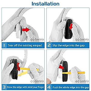 Geekria QuickFit Protein Leather Replacement Ear Pads for Sony MDR-ZX750DC MDR-ZX750 MDR-ZX750AP MDR-ZX750BN Headphones Ear Cushions, Headset Earpads, Ear Cups Repair Parts (White)