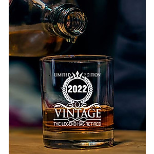 CARVELITA The Legend Has Retired 2022 Limited Editions 11oz Whiskey Glass - Funny Retirement Gifts For Men - Retired Gifts For Women - Happy Retirement Gifts - Retirement Party Decorations For Men