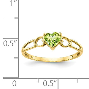 IceCarats 10K Yellow Gold Green Peridot Heart Love Ring Gemstone Band August Birthstone Jewelry Size 7