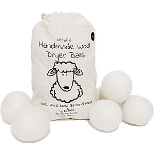 Wool Dryer Balls Organic XL 6-Pack by Ecoigy, Reusable Natural Fabric Softener for Laundry, Dryer Sheets Alternative, New Zealand Wool, Speed Up Dry Time, Cut Energy Costs
