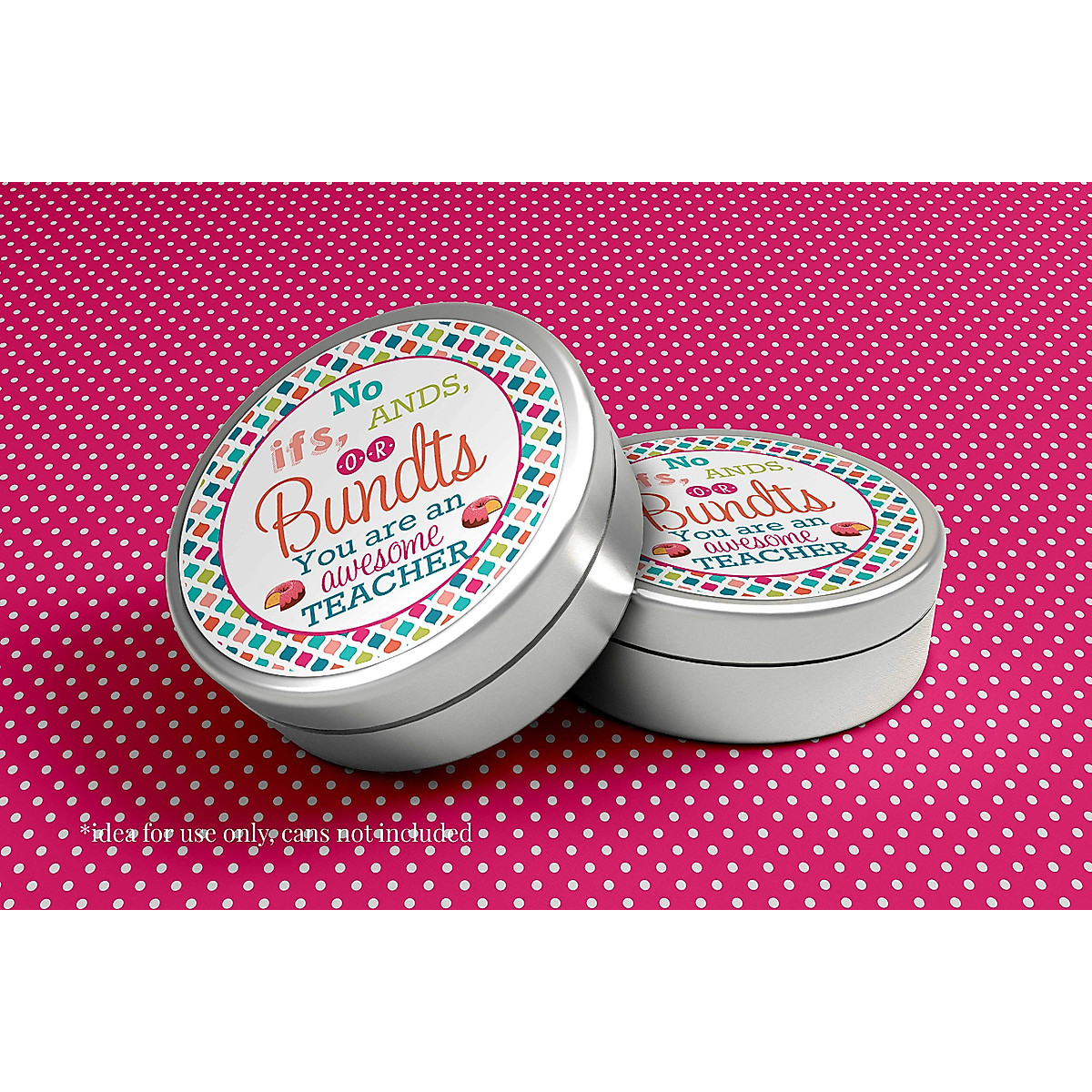 No IFS, Ands, or Bundts Cake Themed Teacher Appreciation Thank You Sticker Labels, 40 2" Party Circle Stickers by AmandaCreation, Great for Envelope Seals & Gift Bags