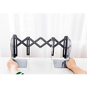 JIARI Simple Nature Style Brown Decorative Metal Iron Bookends Holder Stand Desk Nonskid Adjustable Bookend (Brown)