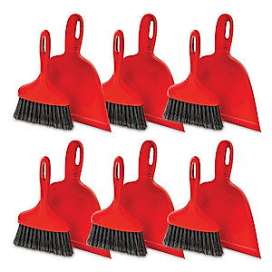 Libman Commercial 906 Dust Pan with Whisk Broom, Polypropylene, 10" Wide pan, Red (Pack of 6)
