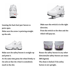 TAILORIA Four-Wheel Skate Shoes Children's Roller Shoes Detachable Roller Skates Unisex Kick-Roller Shoes Skating Cool Running Shoes