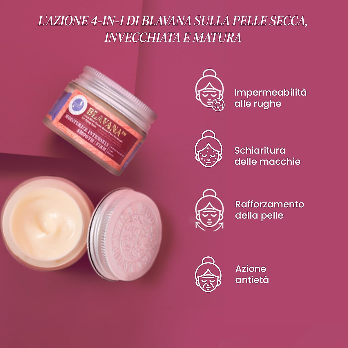 Blavana Daily Moisturizer for Face - An Ayurvedic Ultra-Rich Youth-Boost Face Pommade for Aging Skin - with Black Gram, Manjistha, Apricot, Aloe Vera - Dermatologically Tested 1.76 oz