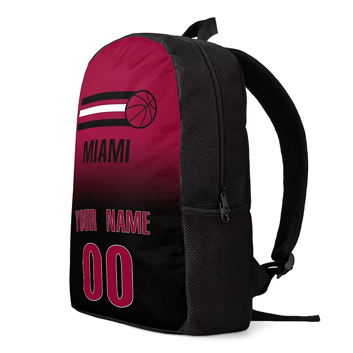 Miami Custom Backpack High Capacity,Add Personalized Name And Number, Backpack for Men Women,Basketball Bags for Teenagers