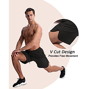 CANGHPGIN Men's Workout Athletic Running Shorts 7 inch Lightweight 2 Pack Basketball Sports Gym Shorts with Pockets