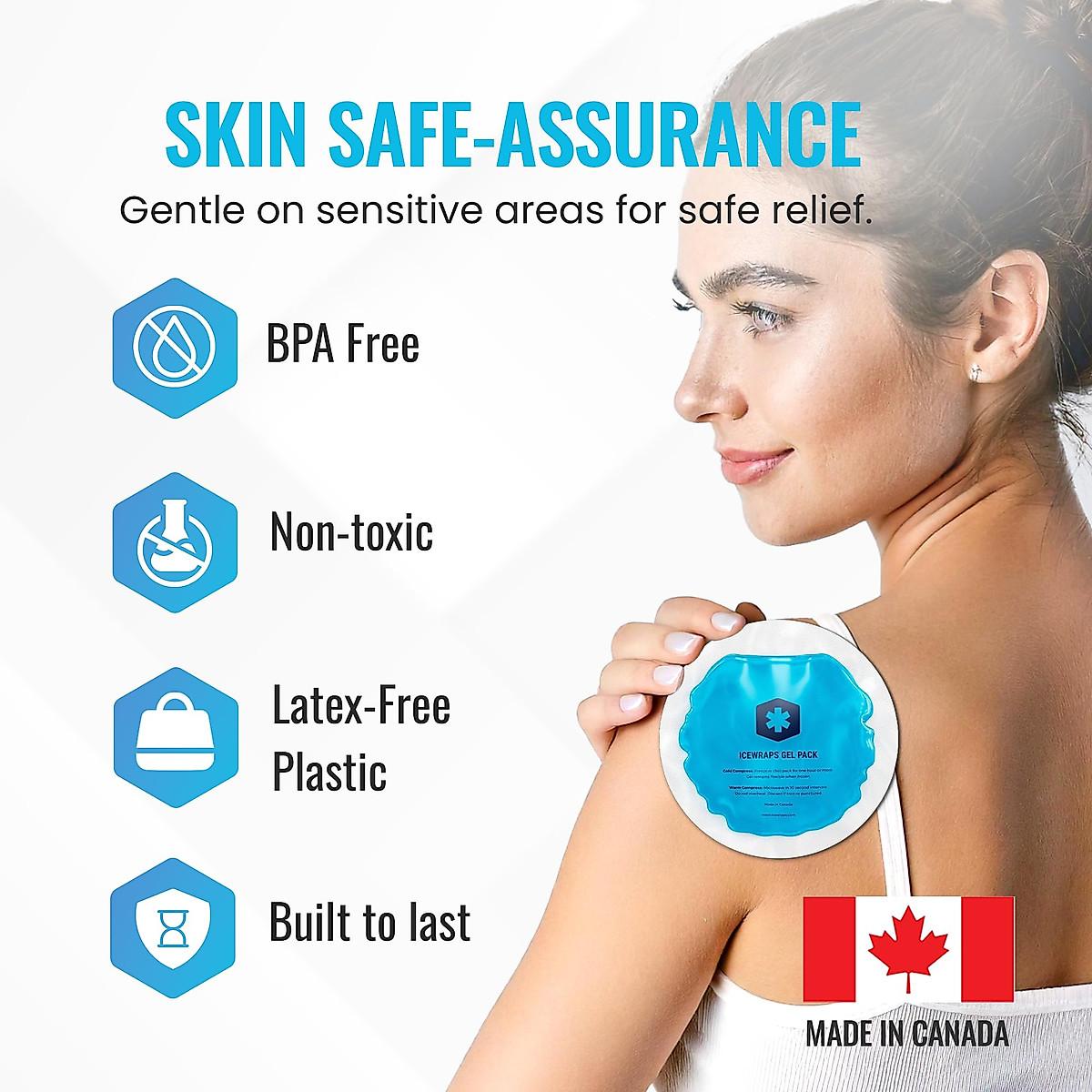 ICEWRAPS Reusable Hot & Cold Gel Packs for Pain Relief - 5 Pack with Cloth Backing for Injuries, Surgery, Toothache (5 Pack)