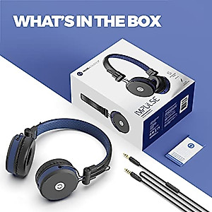 MuveAcoustics Over Ear Headphones Wired - Wired Over the Ear Headphones Recording Headphone & In-Ear Audio Monitors Studio Headset Corded 3.5mm Bass Music for Podcast TV PC Computer Gym, Impulse Blue