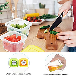 24 Pieces Baby Food Storage Freezer Containers, 4 oz Plastic Baby Food Jars with Leakproof Lids, Small Baby Blocks Snack Containers and White Sticker Label for Infant Babies