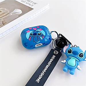 Cute Stitch AirPod 3nd Generation Case, AirPod 3 Personalise Custom, Airpod 3 Case Cover with Keychain/Lanyard, Protective Hard Case Cover Skin for Women Girls Airpod 3 Case [Front LED Visible]