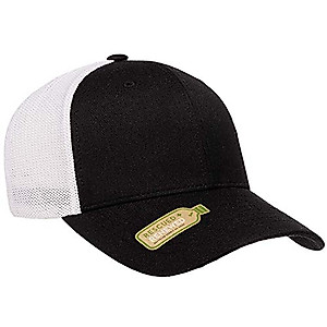 Flexfit Men's 110 Recycled Trucker Mesh Cap-2-Tone, Black/White, OSFA