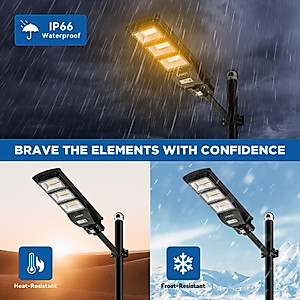 LANGY 90W Solar Street Lights Outdoor 12000LM Solar LED Street Light Solar Powered, Dusk to Dawn, Motion Sensor with Remote Control, IP66 Waterproof, for Commercial Grade Barn Sidewalk Garden