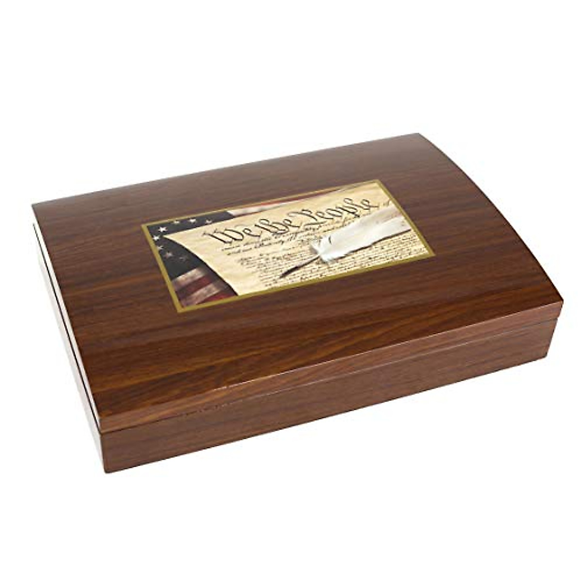 The Franklin Mint Founding Fathers Coin Collection - 7-Piece 24-Karat Gold-Plated Collectible Coins with Wood and Metal Storage Box - United States of America Leaders - Complete Set