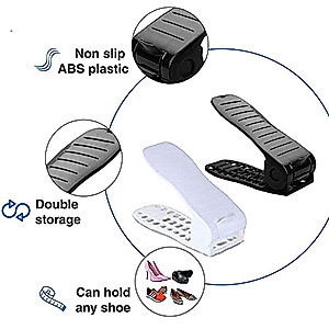 KINOFU 12X Adjustable Shoe Slots Stacker Organizer Racks Space Saver Shoes Holder Rack (Color : White, Size : 25 * 18 * 10Cm) (White 25 * 18 * 10Cm) Household