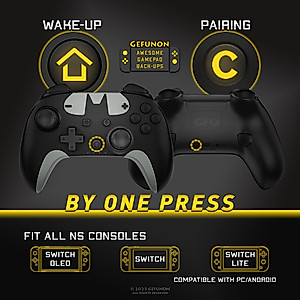 Wireless Controller Compatible with Nintendo Switch/Lite/OLED, Dark Knight Edition Remote Game Control with Turbo, Motion Control, HD Rumble - Black/Grey