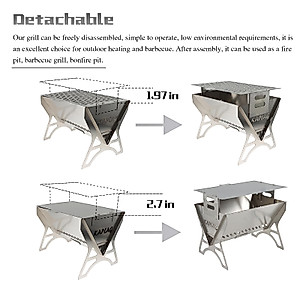KPALAG Big Size Detachable Charcoal Grill, Portable BBQ Grill, Foldable Camping Fire Grill，Heavy Duty Outdoor Grill Smoker, Fire Pit for Camping, Outdoor Heating, and Picnic With Carry Bag