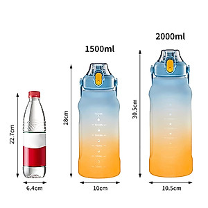 Water Bottles with Motivational Time Marker & Straw, 64oz Leakproof Water Jug Drink Bottles Gradient Color Water Containers Travel Sports Water Bottle for Gym Office and School