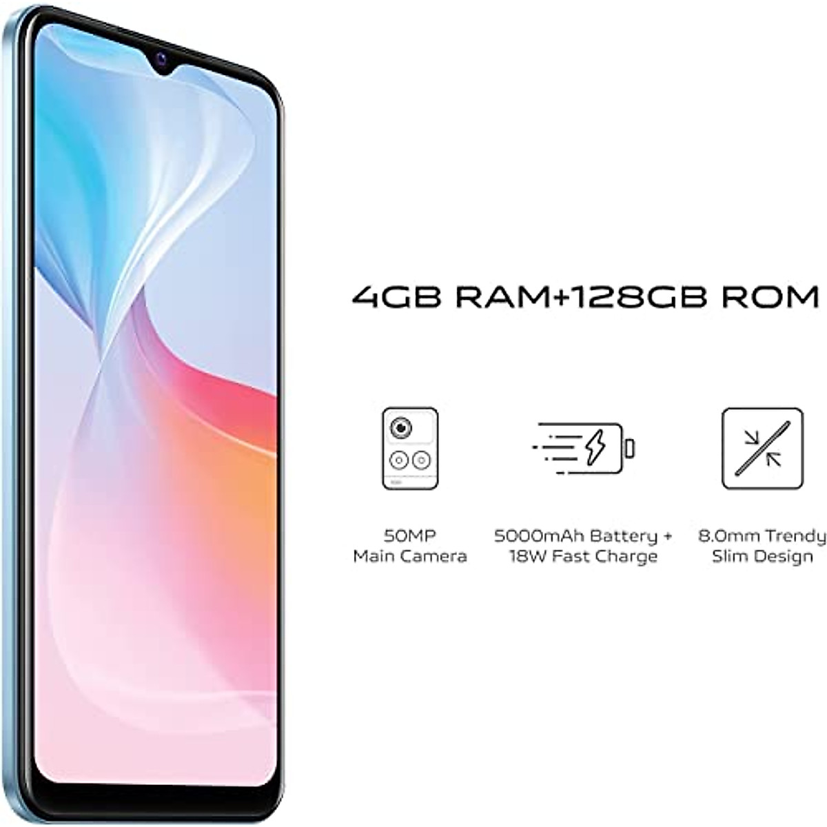 vivo Y20s, 4+128GB, 6.51 Inch HD+ Display, Side Fingerprint and Face Wake, 5000mAh Battery, AI Triple Macro Camera, Sim Free Smartphone, Dual Sim International Model (Obsidian Black)